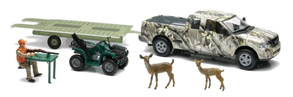 Wild Hunting Playset Camo Pick-Up Truck w/ ATV or Jon Boat on Trailer ...
